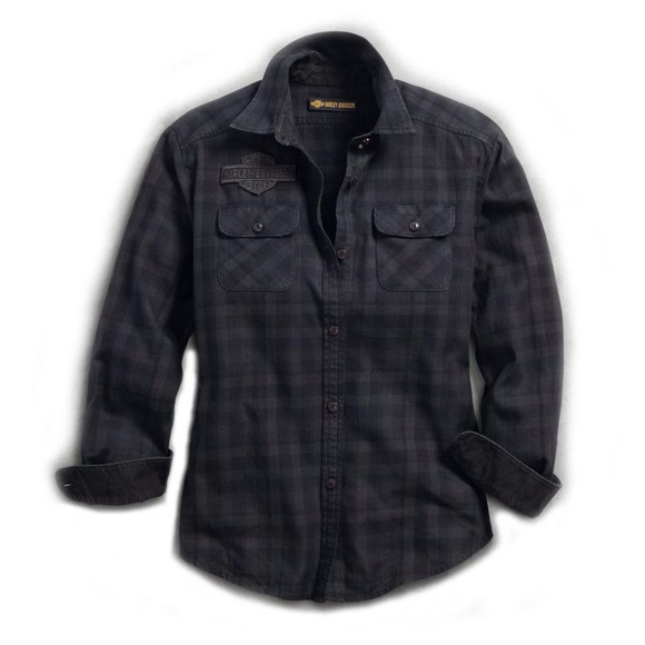 Harley-Davidson | Tops | Harleydavidson Applique Plaid Flannel | Poshmark